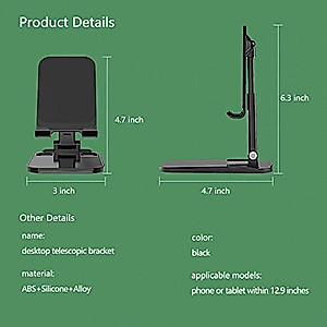 RANKTOP Adjustable Cell Phone Stand for Desk, Phone Holder can Adjustable Height and Compatible with Almost All Smart Phone as iPhone 13 Pro Xs Max Xr X Se 22 7 6 6s Plus SE 5 and Android Phone