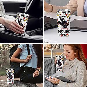 Inspired Cartoon Mouse Tumbler - Magic Mouse Lovers Coffee Mug, Animal Themed Gifts for Women, Girls, Niece - Friendship Birthday Christmas 20 oz Stainless Steel Travel Thermos Insulated Cup