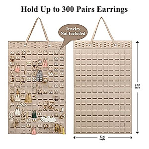 Resovo Hanging Earrings Organizer, Earring Holder & 20 Hooks, Holds Up To 300 Pairs, Compact Design, Soft Material, Earring Hanger Earring Display Hanging Organizer for Women Girls -1 Pack