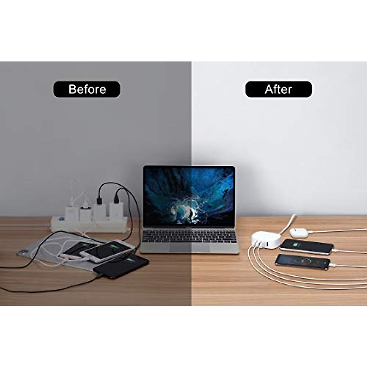 BULL 4-Port USB Charger Station - Compact & Safe Charging