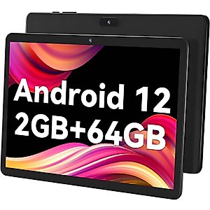SGIN 10.1 Inches Tablet, Android 12 A133 Quad-Core Processor 1.6GHz, 2GB RAM 64GB ROM, IPS Touch Screen HD 2+5MP Dual Camera, Large Capacity Battery, WiFi, Bluetooth, TF Card 32GB Expansion, Black