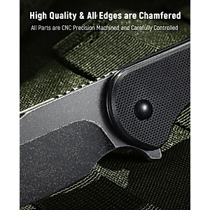 KEXMO Pocket Knife for Men - 2.99" D2 Blade G10 Handle Folding Pocket Knife with Clip - Small EDC Knife for Tactical Hunting Hiking Camping Survival Gift for Men Dad Women, Black