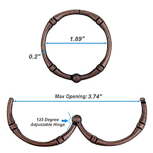 TCMAO Shower Curtain Hooks, Rustproof Decorative Shower Curtain Rings Metal Round Shower Hooks for Bathroom Shower Rod, 12 Pack (Oil Rubbed Bronze)