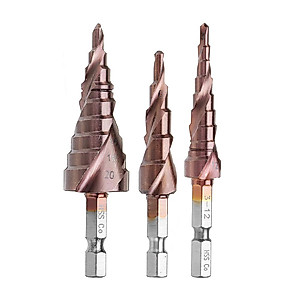 3pcs M35 Cobalt Step Drill Bit 3-12/4-12/4-20mm Step Drill Cutter 1/4 Inch Hex Shank