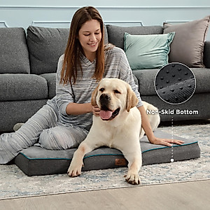 Bedsure Memory Foam Dog Bed for Extra Large Dogs - Orthopedic Waterproof Pet Mat for Crate with Removable Washable Cover and Nonskid Bottom - Water-Resistant Plush Flannel Fleece Top Pet Bed, Grey