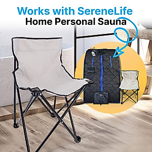 SereneLife Compact Folding Chair for Personal Home Sauna, Compatible Models: SLISAU35BK, SLISAU30BK, SLISAU35GRY, SLISAU60BK, SLISAU60GRY, SLISAU40BK SLISAU20BK/20SL, SLISAU10GRY/10BK/10SL, Gray