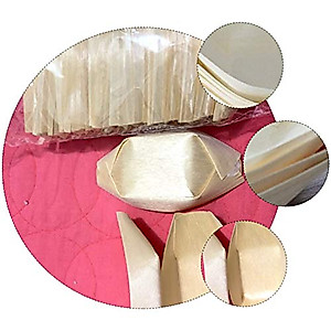 Hemoton 100pcs Bamboo Wooden Boat Disposable Sushi Boat Wooden Boat Serving Tray Sushi Tray Food Container Wood Bowl Cake Tool 3inch