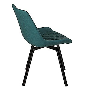 Cortesi Home Azov Swivel Dining Chairs, Set of 2, Deep Aqua Faux Leather