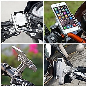 2022 vicelecus Motorcycle Phone Mount, Adjustable Anti Shake Metal Bike Phone Holder for iPhone 13 Plus Samsung Galaxy S21 S20 S10 GPS Silver