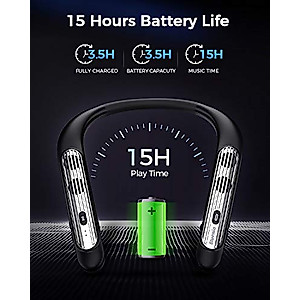 Bluenin Bluetooth Speaker Portable Bluetooth Speakers Wearable Neckband Bluetooth Speakers, Wireless Collar Speaker CVC 8.0 Noise Cancelling 3D Sound Personal Sport Speaker with Mic(Black)