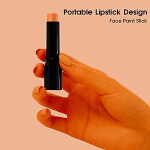 BADCOLOR Orange Face Body Paint Stick, Cream Blendable Eye Black Full Body Paint Makeup for Halloween SFX Makeup Cosplay Joker Zombie Vampire Costume Parties