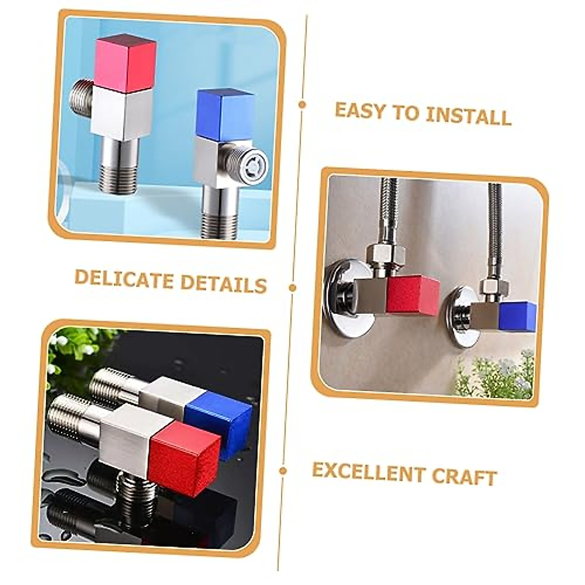 IWOWHERO Toilet Supply Angle Valves Bathroom Accessory Angle Valve for Bidet Toilet Valve Toilet Part Toilet Water Valve Angle Stop Tool Bathroom Supply Angle Valve for Bathroom Metal Red