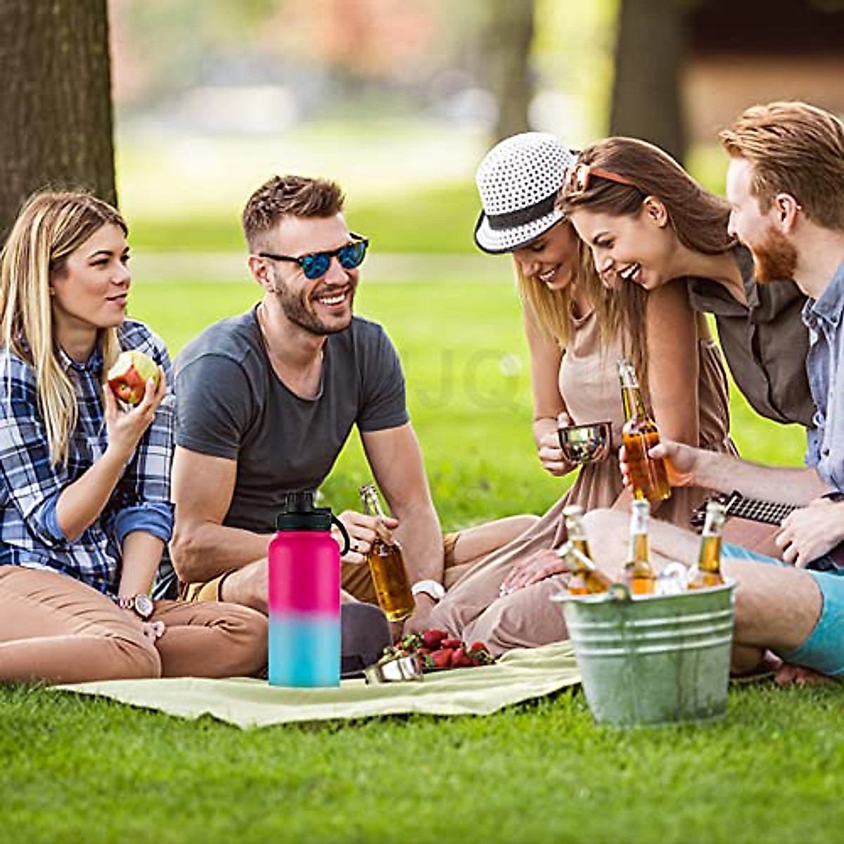 WATMHHJQ 18oz/32oz Insulated Stainless Steel Water Bottle,BPA Free,Sport Metal Thermos Water Bottles Cups, Leak-Proof Double Wall Vacuum Wide Mouth, Keep Cold for 20 Hrs/Hot 8 Hrs