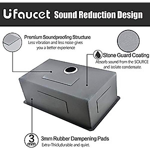 Ufaucet 32 Inch Nano Black Undermount Kitchen Sink, Zero Radius 16-Gauge Stainless Steel Commercial Single Bowl Wet Bar Prep Sink with Drainer and Bottom Grid