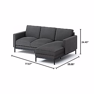 Zinus Logan Reversible Sectional Chaise/L-Shaped Sofa/Green Tea Infused Foam Cushions/Tool-Free, Easy Assembly, Dark Grey