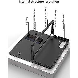 TECHY for Samsung Z Fold 5 Case with S-Pen Pocket Luxury Flip Plating Glass Crystal Hybrid Leather All-Inclusive Cover, Galaxy Z Fold 5 Case with S Pen Holder for Galaxy Z Fold 5, Black