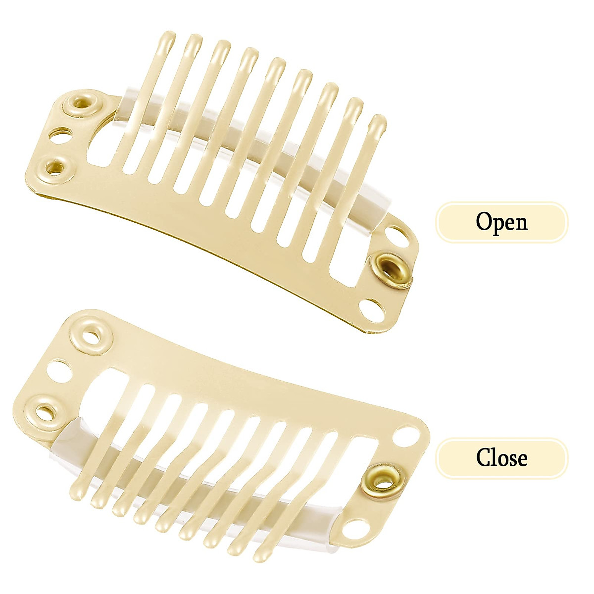 32 mm 9-Teeth Snap Clips for Women's Hair Extensions and Wigs - 30 Piece DIY Accessory Kit (Beige)