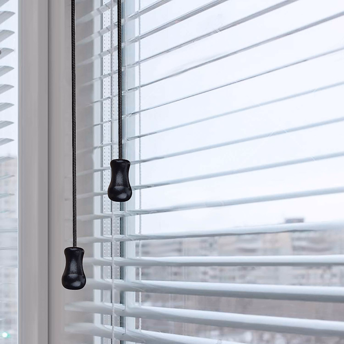 SAYAYA 109 Yards Braided Nylon Lift Shade Cord with Wood Pendant, 1.8 mm Blind Cord Aluminum Window Pull Down Cord Roman Rollers Repair Gardening Plant Waist Beading String and Crafts (Black)