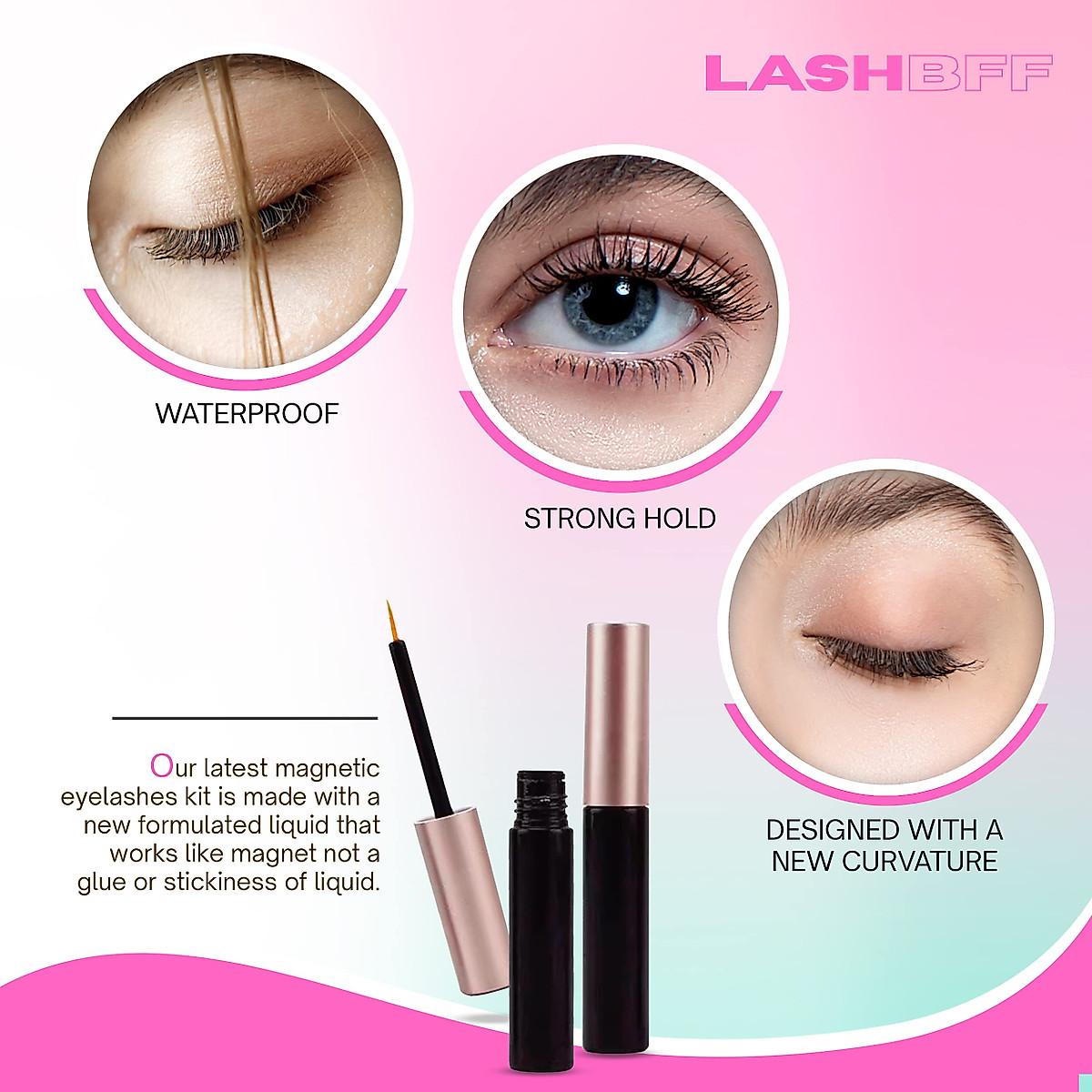 Lash BFF Magnetic False Lashes Variety Pack with Eyeliner, Wispy, Natural Look, and Dramatic Eyelashes, Reusable 3D Strip Eyelashes Bulk Kit, Waterproof Faux Lashes No Glue