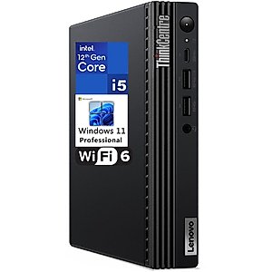 Lenovo ThinkCentre M70q Tiny 1L Business Desktop Computer, 12th Gen Intel Hexa-Core i5-12500T (Beat i7-11700T), 4GB DDR4 RAM, 128GB PCIe SSD, WiFi 6, Bluetooth 5.1, Windows 11 Pro