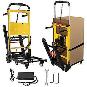 Electric Stair Climbing Hand Trucks Dolly Cart 440lbs Max Load 120W Power Heavy Duty Folding Stair Climber Moving Cart with Motor Battery 6 Wheels for Family Moving Warehouse Logistics Distribution