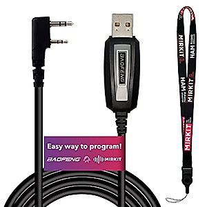 MIRKIT Baofeng Programming Cable for UV-5R and UV-82 for Two Way Ham Portable Radios: UV-5R,5RA,5R Plus,5Re,BF F8HP, BF-888S, UV82HP, 5RX3 and Lanyard