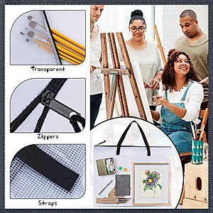 Framendino, 8 Pack 19 X 25 Inch Art Portfolio Bags With Mesh Zipper Pouch Pencil Bags Art Posters Organizer Bag for Posters Artwork Bulletin Board Black