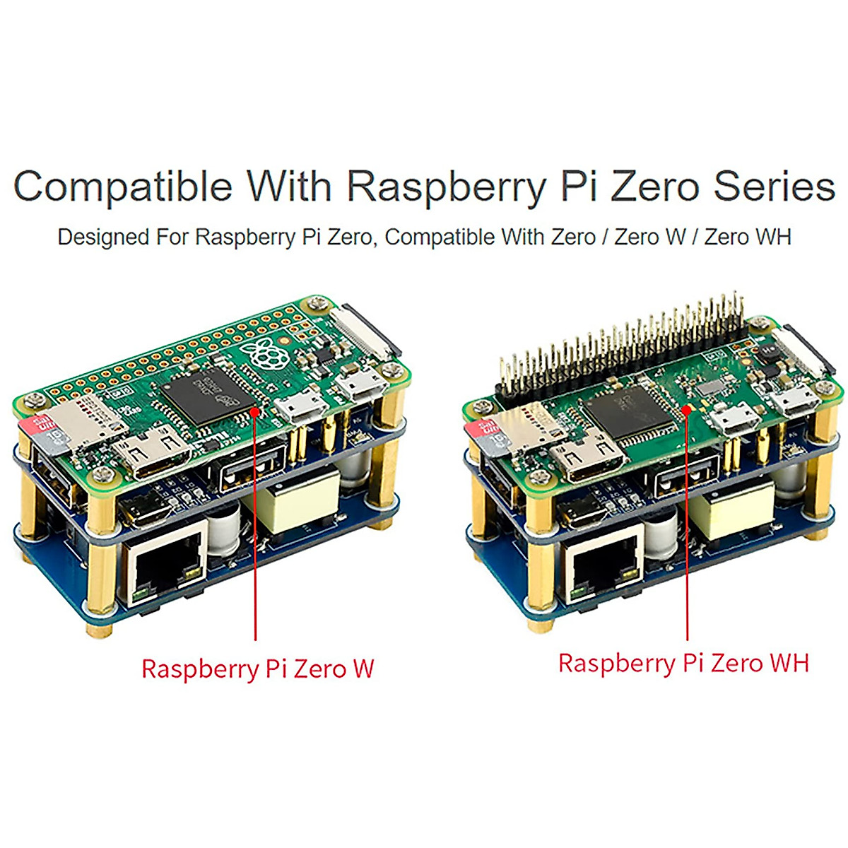 Bicool Power Over Ethernet (PoE) Ethernet/USB HUB HAT for Raspberry Pi Zero/Zero W/Zero WH, 3X USB 2.0 Ports, RJ45 Ethernet Port 802.3af-Compliant