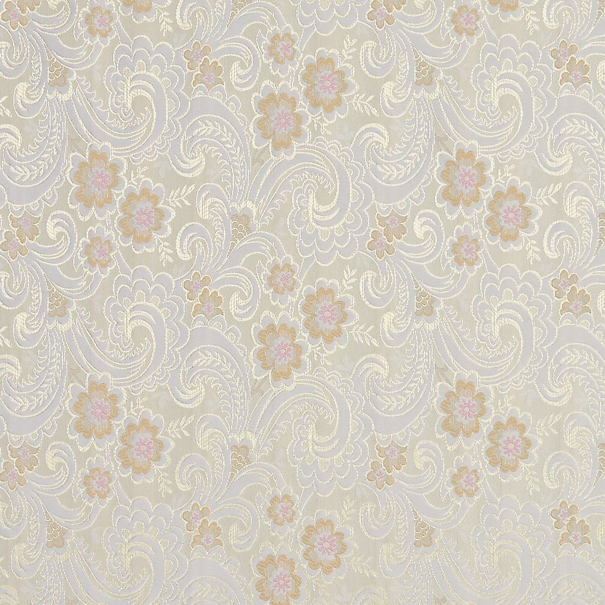 E390 Gold Pink and White Paisley Floral Brocade Upholstery Fabric by The Yard- CLOSEOUT