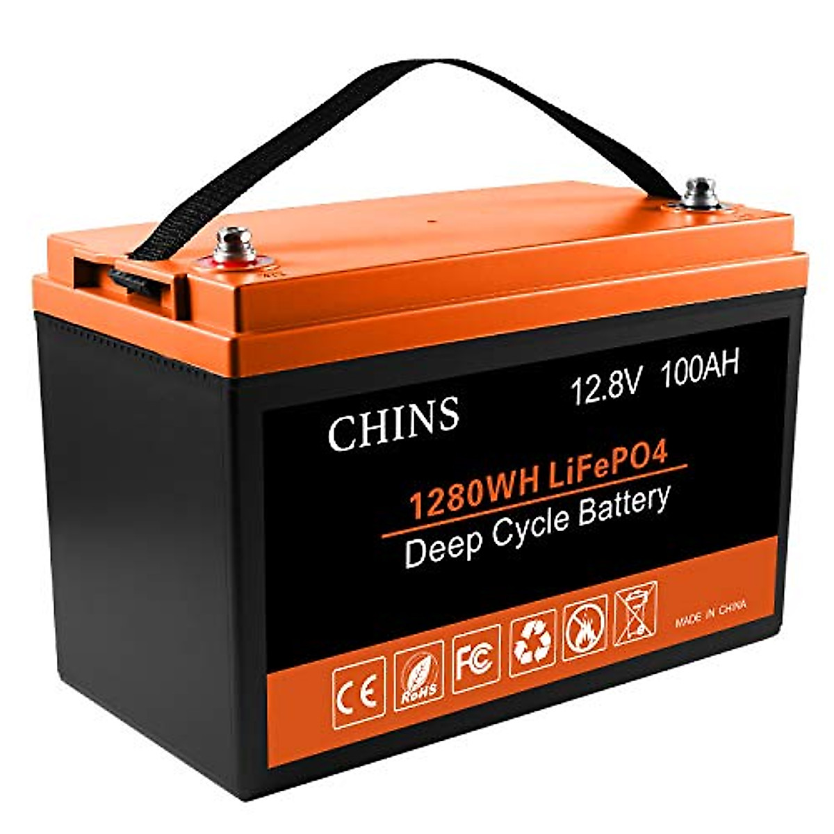 CHINS Bluetooth LiFePO4 Battery Smart 48V 120AH Lithium Battery Perfect for Golf Cart, Trolling Motor, Marine, Built-in 200A BMS, Includes Battery Monitor
