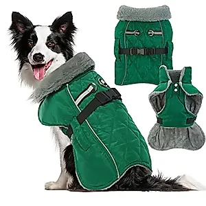IECOii Dog Winter Clothes, Warm Dog Winter Sweater, Dog Fleece Jacket with Turtle Neck, Dog Waistcoat for Large Dogs Winter Fits for Pitbull, Border Collie, Samoyed, English Bulldogs, XL