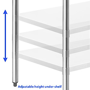 GRIDMANN NSF Stainless Steel Work & Prep Table 60 x 30 Inches with Caster Wheels and Under Shelf for Restaurant, Home, Hotel