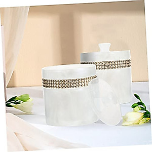 Cabilock Resin Swab Box Decor Storage Boxes with Lids Makeup Storage Organizer Box 5pcs Bathroom Canisters Jars Hair Band Holder Makeup Cotton Storage Jar Cotton Pad Container