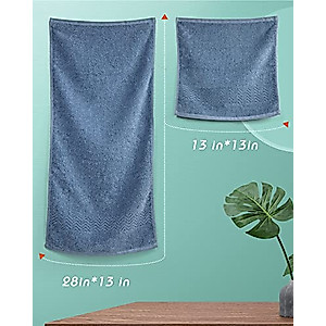 Cleanbear Hand Towels and Washcloths Set, 6 Hand Towel and 6 Wash Cloths with 3 Colors for Your Different Daily Needs