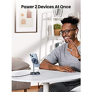 UGREEN 2-in-1 Magnetic Wireless Charging Station, Compatible with MagSafe Charging Stand, Wireless Charger with 3 FT USB-C Cable for iPhone 14/13/12 Series and AirPods Series (No AC Adapter)