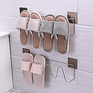 TAZSJG Durable Slipper Storage Organizer Wall Mount Shoes Rack for Living Room Bathroom Stainless Steel Storage Holder