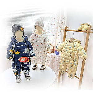 JunNeng Baby Toddler Thicken Fleece Lined Romper Snowsuit with Boots,Winter Cartoon Snow Wear Jumpsuit Outfit,Green Camo 3-6M