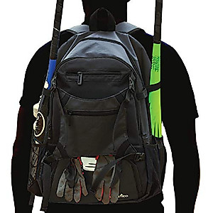 Athletico Advantage Baseball Bag - Baseball Backpack with External Helmet Holder for Baseball, T-Ball & Softball Equipment & Gear for Youth and Adults | Holds Bat, Helmet, Glove, Shoes (Black)