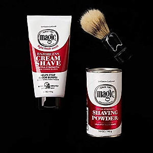 SoftSheen-Carson Magic Razorless Shaving for Men, Magic Extra Strength Shaving Powder, for Coarse Textured Beards, formulated for Black Men, Depilatory, Helps Stop Razor Bumps, 5 oz