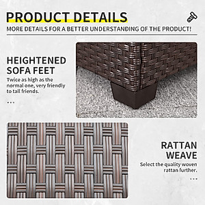 Patio Rattan Coffee Table with Hidden Storage, Wicker Liftable Dinning Table, Versatile Piece of Outdoor Furniture, Brown