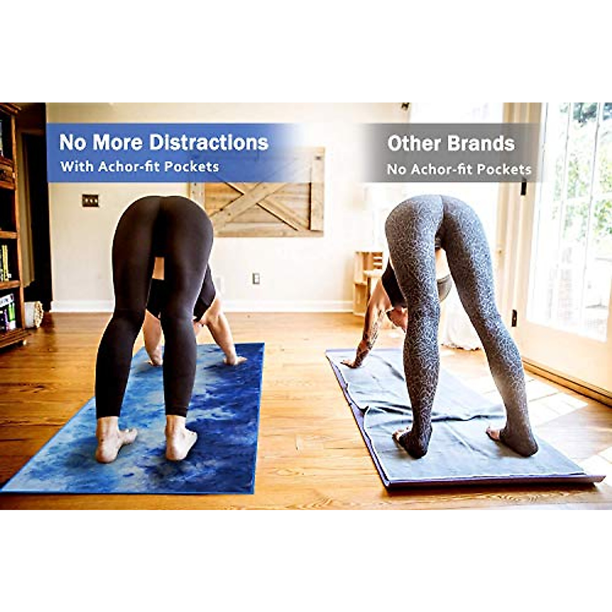 Ewedoos Yoga Towel Yoga Mat Towel with Anchor Fit Corners Non Slip Yoga Towels Hot Yoga Towel Yoga Pilates Workout Camping