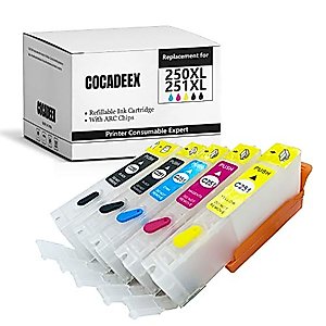 COCADEEX Empty Refillable Ink Cartridge Replacement for Canon PGI-250XL CLI-251XL,for Pixma MG5420 MG5422 MG5500 MG5520 MG5522 MG5620 MG5622 MG6420 MG6620 MX722 MX920 MX922 IP7220 IX6820 Printer