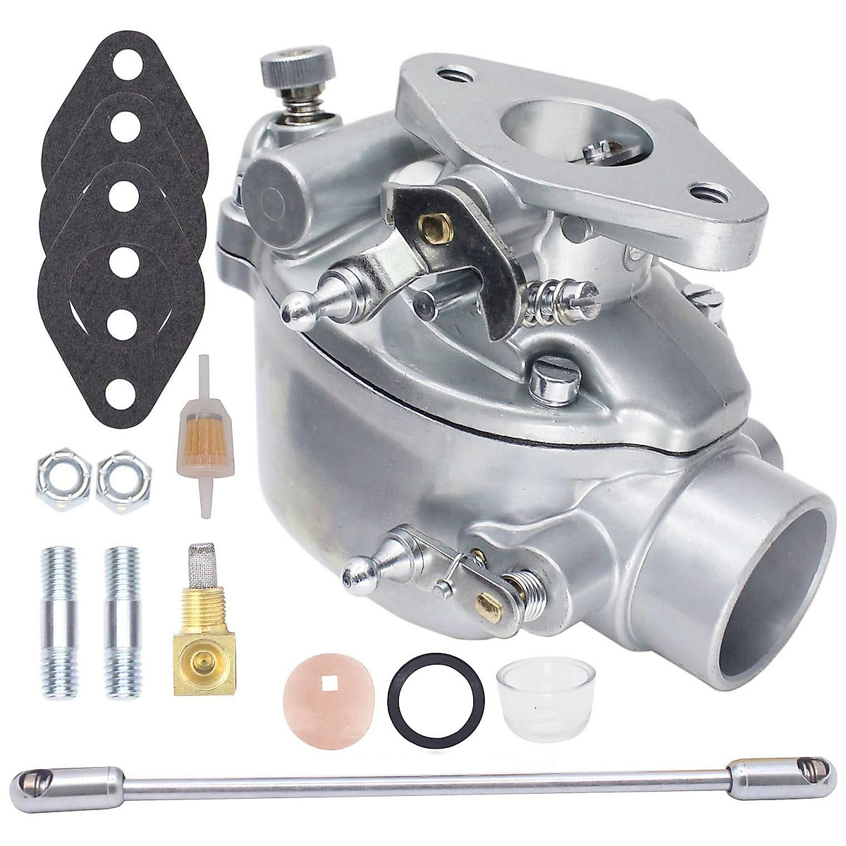 NENKUTEN Carburetor Tractor Carb for Ford 8N 9N 2N 1939-1952 with Linkage Rod Sediment Bowl Kits Gasket and Screws Bolts, Replaces 8N9510C, 8N9510C-HD, 9N9510A, B3NN9510A, TSX241A, TSX33