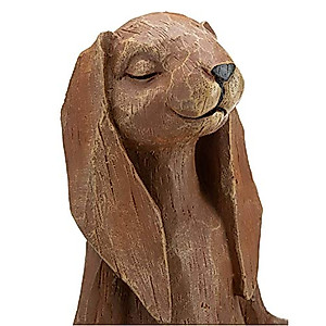 Wind & Weather Indoor/Outdoor Long-Eared Rabbit Garden Statue in Cross-Legged Meditating Yoga Pose Cast in Resin Designed to Look Like Hand-Carved Wood, 11½"L x 7" W x 14¼"H