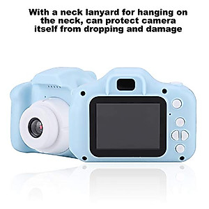 AMONIDA Kid Camera, 2.0 inch Toy Camera Kid Video Camera IPS Multi-Language Mini for Scenery Photography for Kids for Children(Blue, 12)