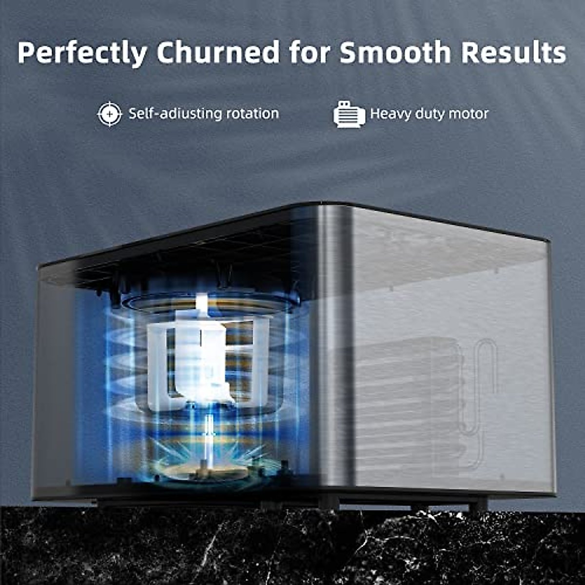 Ice Cream Maker, UKKISO 1.5 Quart Automatic Electronic Gelato Maker with 4 Operation Modes, Built-In Compressor, Portable Homemade Dessert Maker with Spoon, Ice Cream Machine for Home