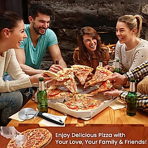 SCHVUBENR Premium Pizza Cutter - Stainless Steel Pizza Cutter Wheel - Easy to Cut and Clean - Super Sharp Pizza Slicer - Dishwasher Safe - Handles Large and Small Pizza - Corte De Pizza(Black)