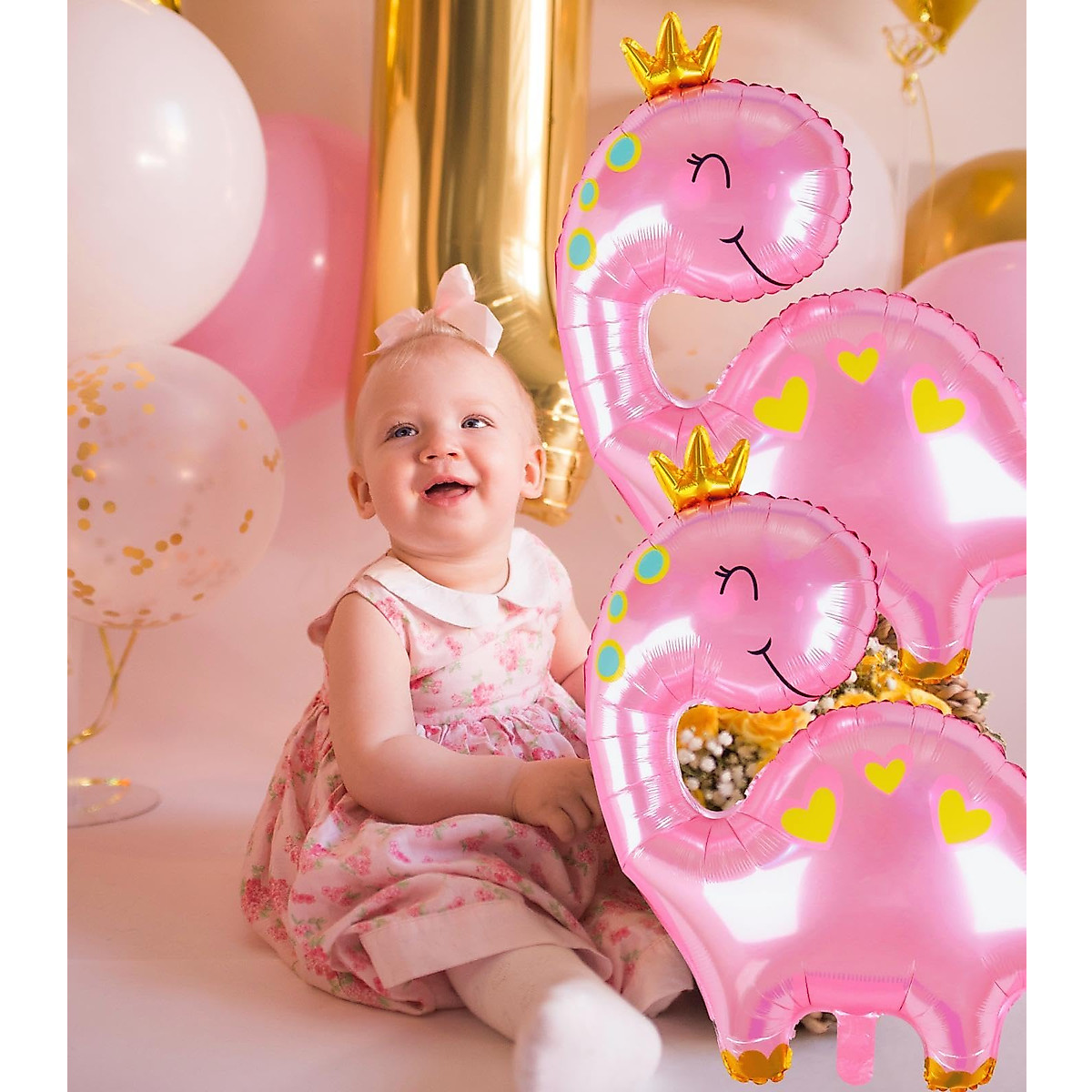 Pink Dinosaur Balloons Girls Dinosaur Balloons, 38 Inch Big Foil Mylar Dino Balloon with Crown for Kids Girls Dinosaur Theme Princess Birthday Baby Shower Party Decorations Supplies Dino party Decor