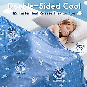 Elegear Kids Cooling Blanket for Hot Sleeper, Glow in The Dark Blanket As Gifts for Girls Boys, Q-Max>0.5 Arc-Chill 3.0 Cool Fabric Keep Body Cool, Soft Summer Cold Blanket for Sleeping 51" x 67"