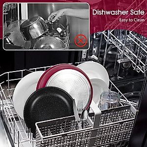 ZNM Nonstick Frying Pan Set, 10.2" & 11.6" Non Stick Frying Pans Omelette Skillet with Removable Handle, Aluminum Fry Pan Set Induction, Oven & Dishwasher Safe, Black